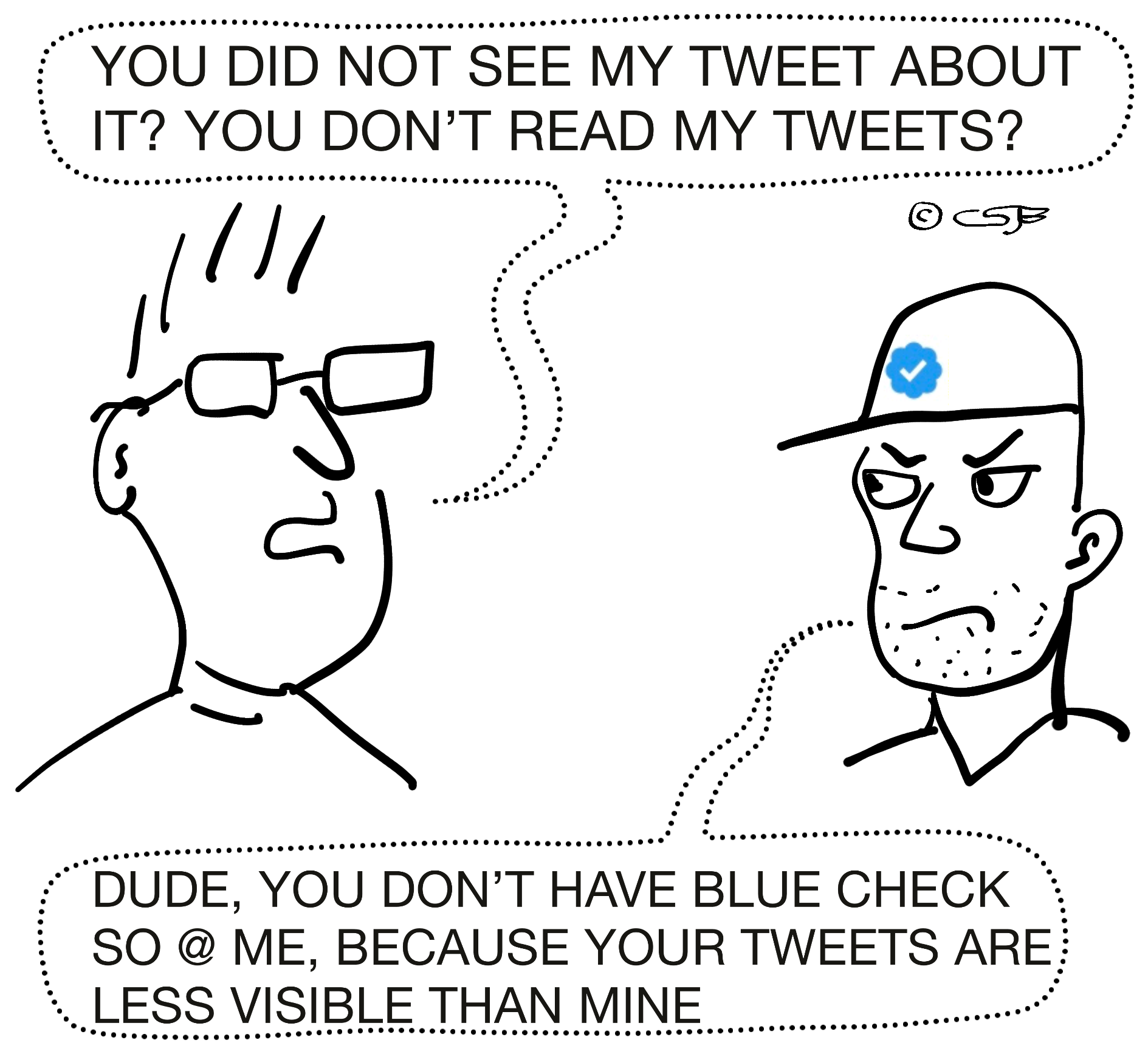 Blue check deficiency syndrome – Comic Strip Blogger's cartoons and strips