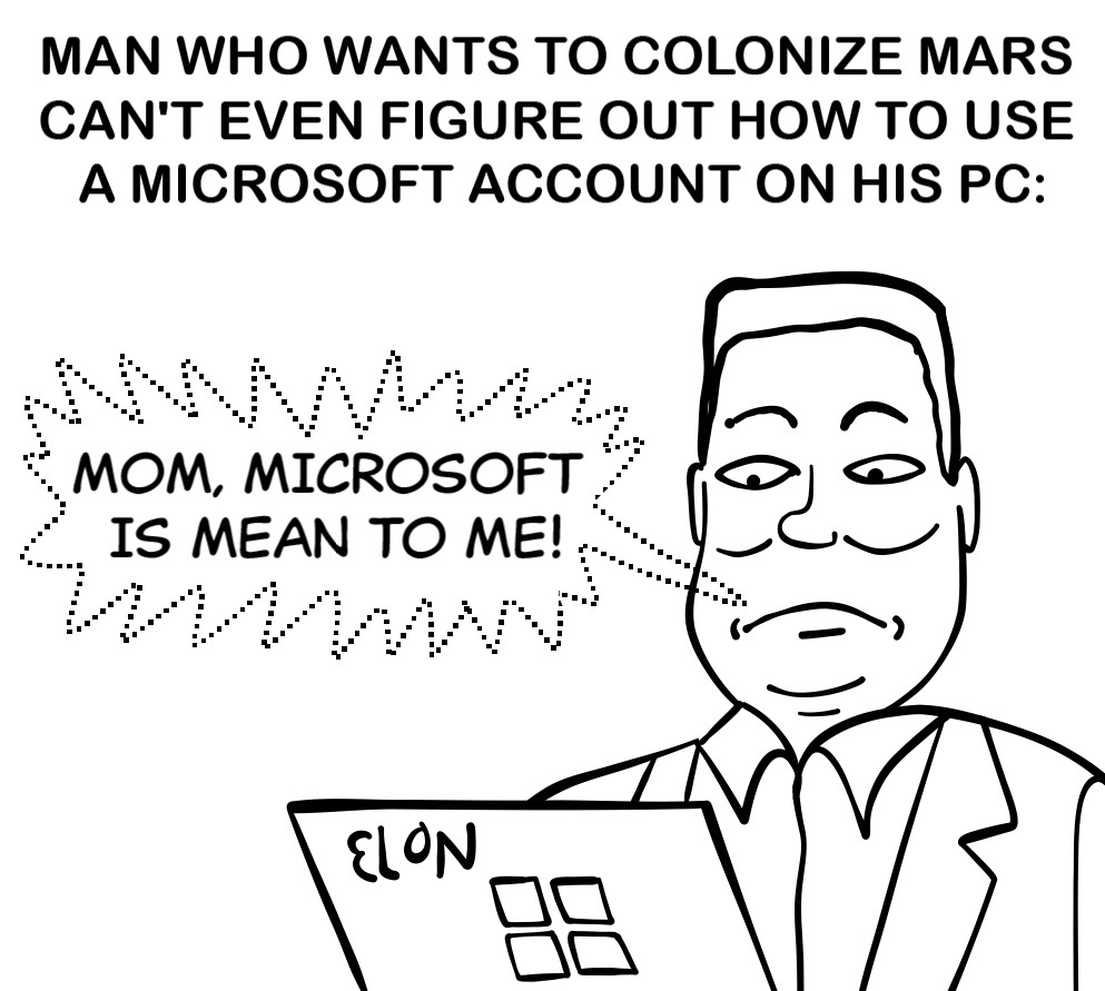 Elon Musk defeated by Microsoft Windows – Comic Strip Blogger's ...